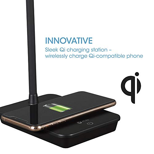 OttLite Wellness SeriesĀ® Infuse LED Desk Lamp with Wireless and USB Charging