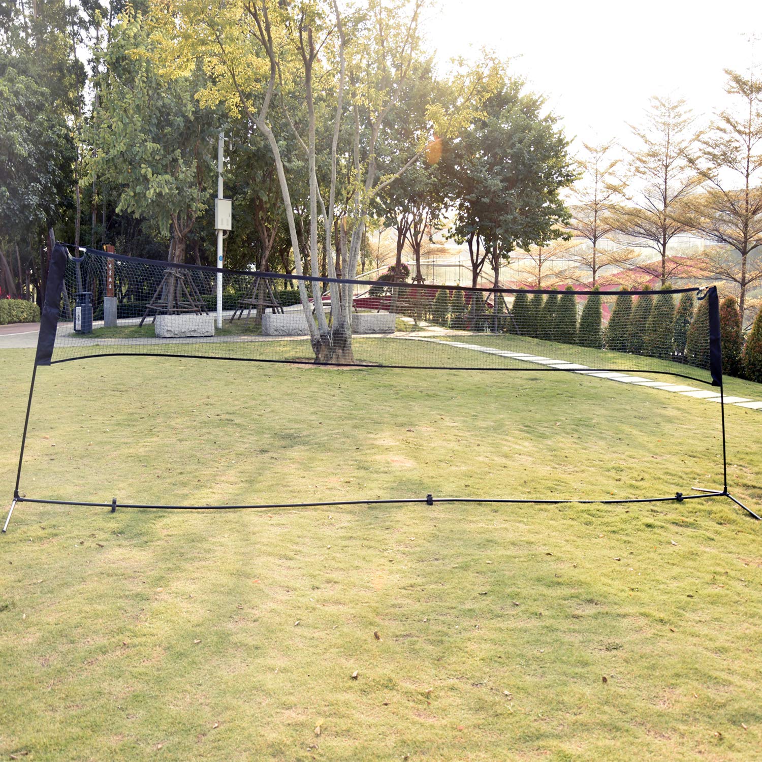 mike Glople Portable Badminton Net Set - 20 Ft Net for Tennis, Soccer,Pickleball - Easy Installation Nylon Sports Net with Poles - for Indoor,Outdoor Court, Beach, Driveway,Park-Black Colour
