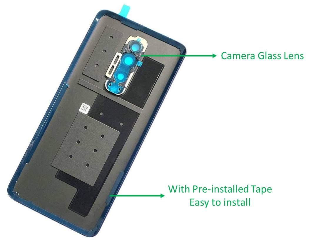 for Oneplus 7 Pro Back Cover Glass Replacement Housing Panel Tape Assembly Parts for Oneplus 7 Pro 6.67 inch All Version + Adapter Eject Pin Tools (Nebula Blue/Camera Frame)