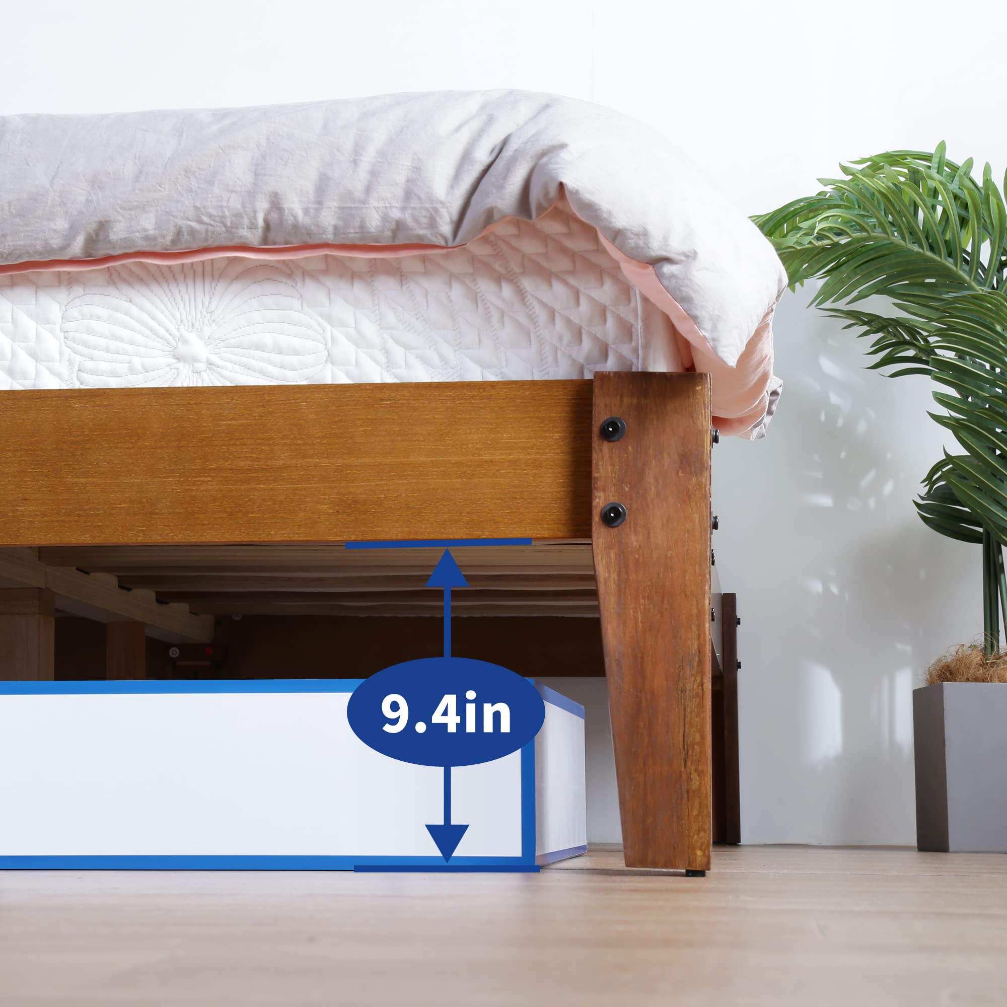 Olee Sleep 14Inch Smart Wood Platform Bed Frame Queen Natural