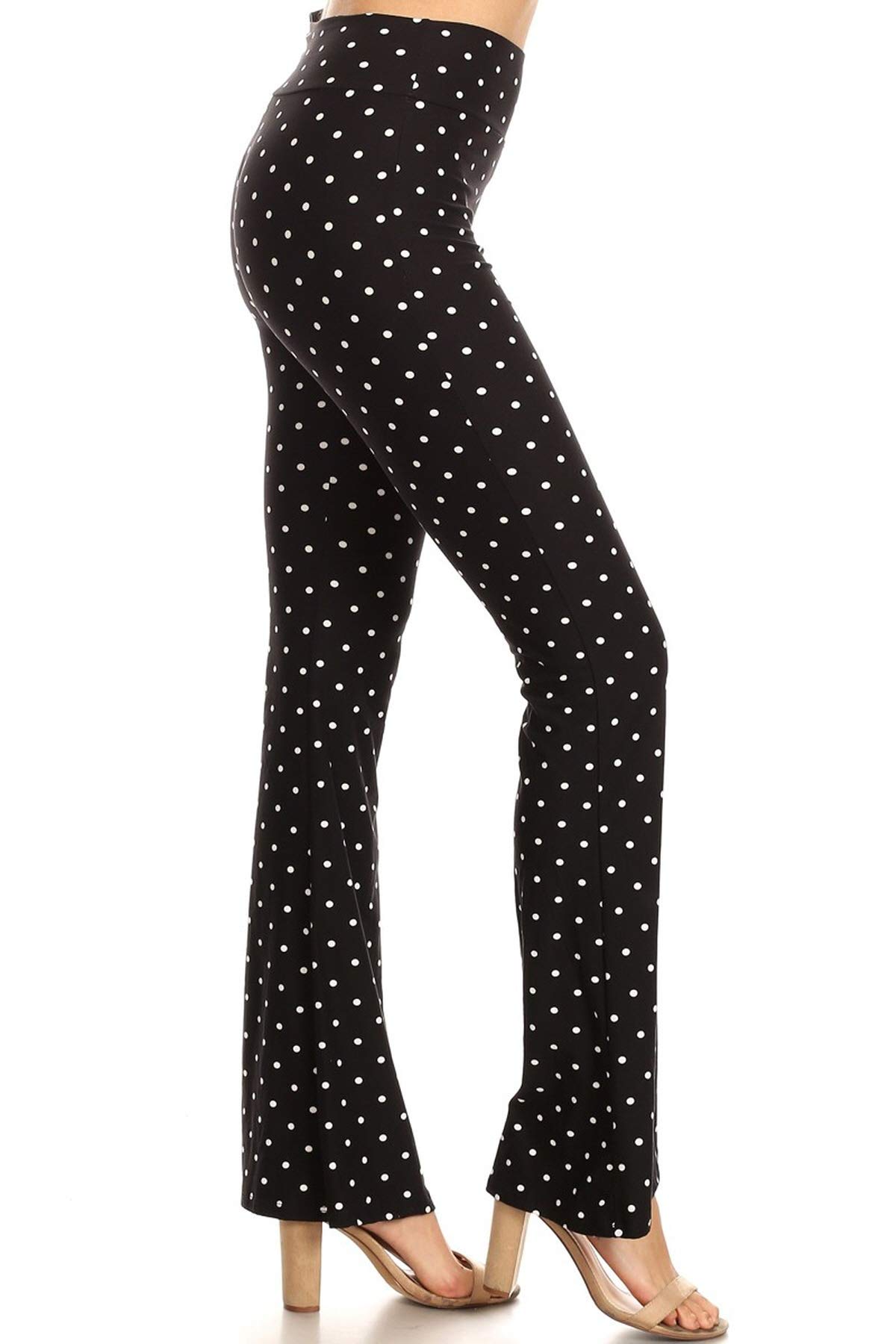 Leggings Depot Women's Wide Leg Palazzo Pants for Casual, Work, Lounge-R885 (Polka Dots, Medium)