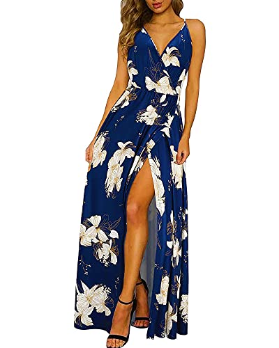 II ININ Women's 2024 Summer Beach Sundresses V Neck Spaghetti Strap Hawaiian Vacation Long Maxi Dress