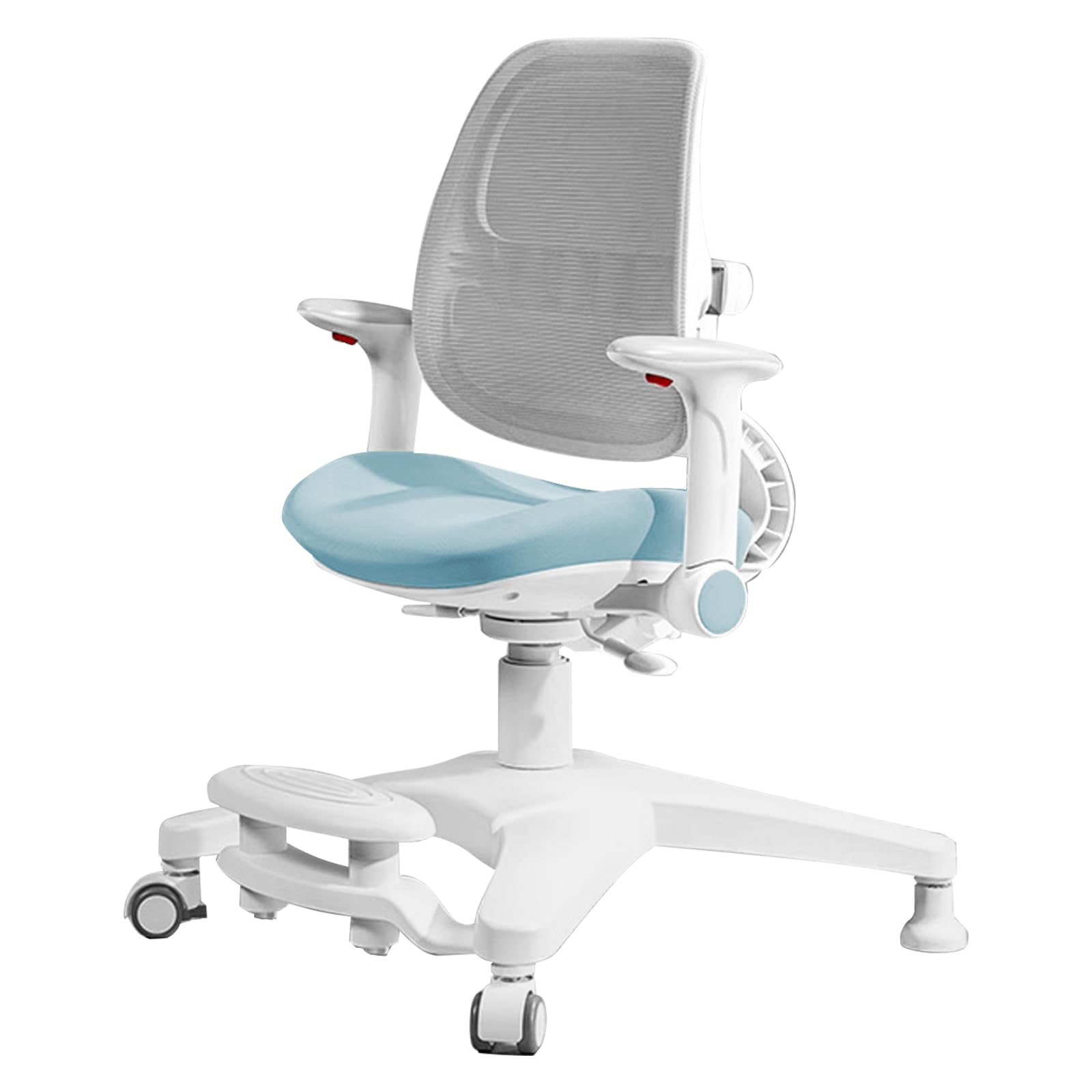 FCD Wood Adjustable Height Kids Study Desk with Chair Drafting Table Computer Station Built-in Bookshelf Hutch Multi Function (Blue, Desk and Chair)