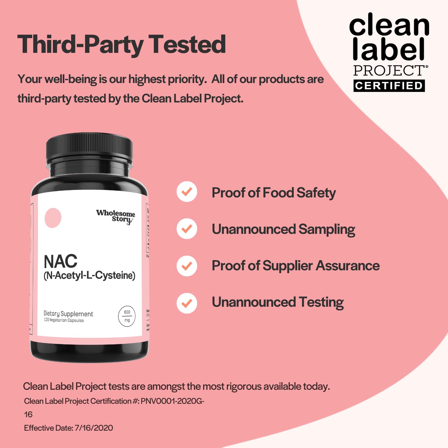 Wholesome Story NAC Supplement N Acetyl Cysteine 600 mg | Liver, Lung, & Fertility Support | 120 Capsules | 120 Day Supply