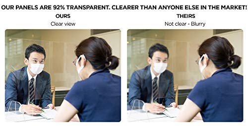 flybold Sneeze Guard for Desk Plexiglass Sheet - Barrier for Counter Acrylic Desk Divider - 92% Transparency Anti Fade Plastic Protective Shields for Office Furniture Partitions 48" X 32"