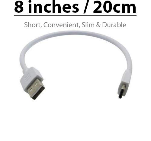 Authentic Short 8inch USB Type-C Cable for Oppo Reno2 Also Fast Quick Charges Plus Data Transfer! (White)