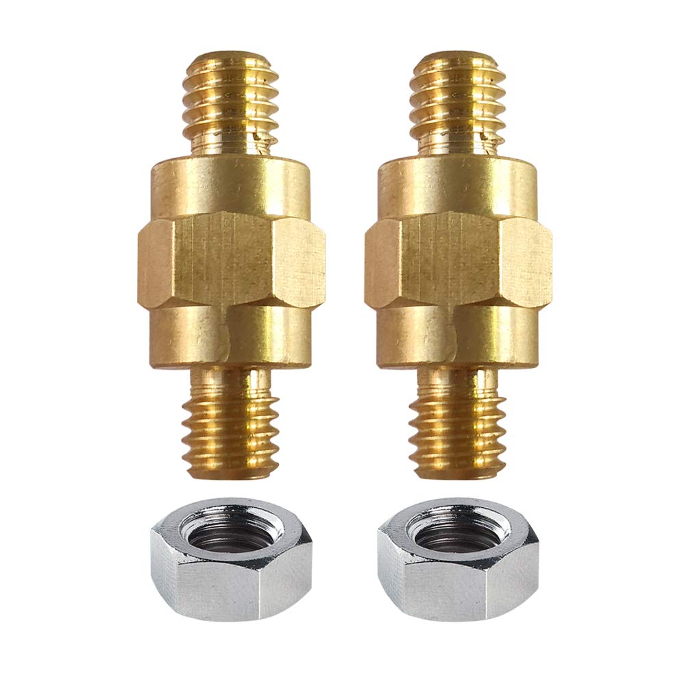 3/8"-16 Brass Stud Side Post Battery Terminal Bolt, Ampper Standard Battery Side Post Extender Stud Compatible with GM Post, Pack of 2