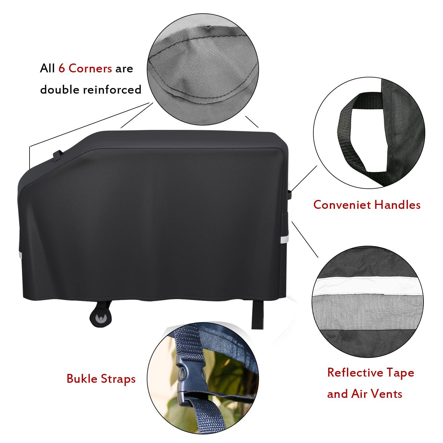 Hisencn 28 inch Griddle Cover for Blackstone 2 Burner Grill Griddle Cooking Station, Also Flat Top Gas Grill Station Adventure Ready 1517 1555 1605 1815 1819 1856 1853 with Support Pole