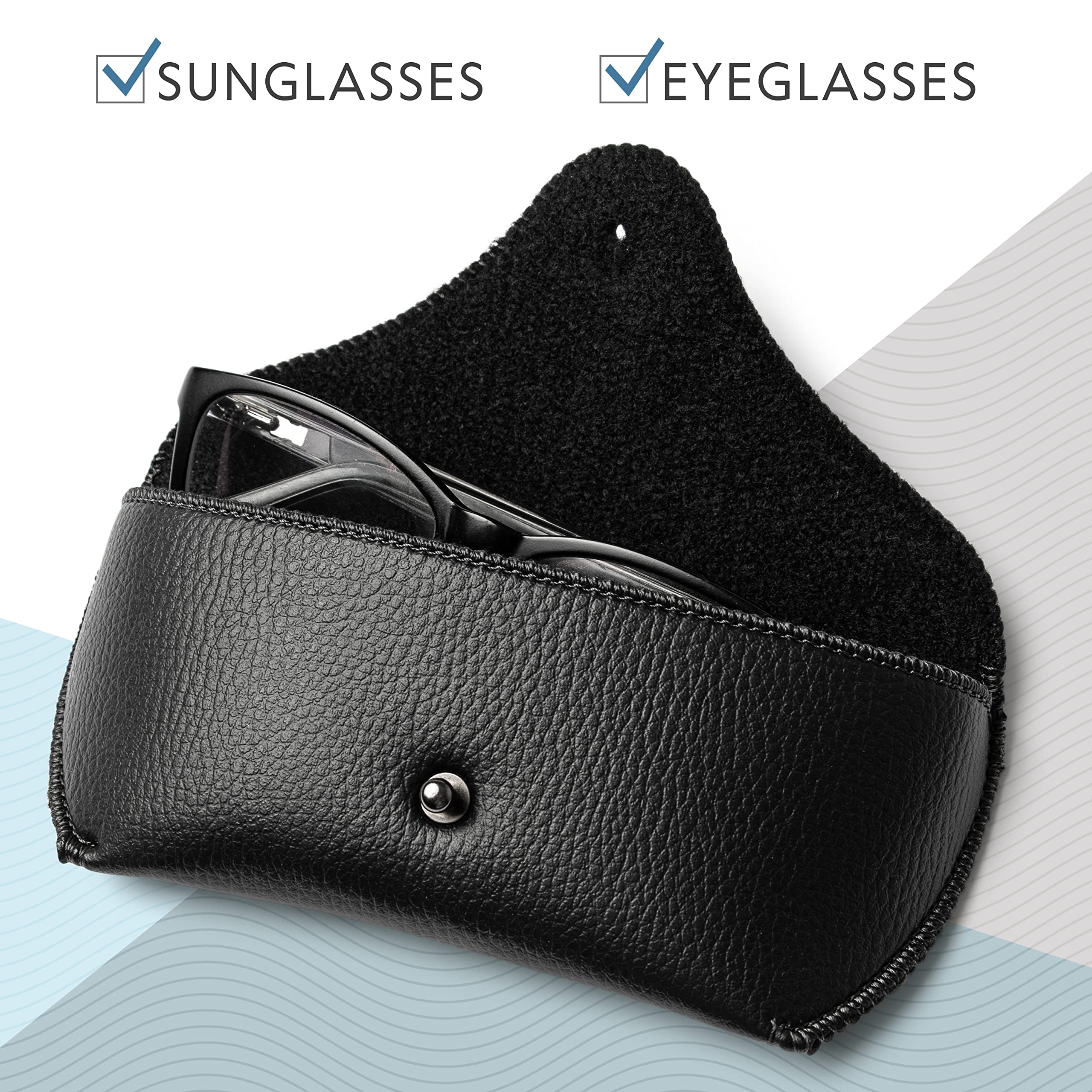 PU Leather Sunglasses Case Black, Durable Glasses Case Medium Big, Sunglass Cases, Goggles Case, Portable Sunglasses Case Slim, Spectacles Case, Knocks Protection Case