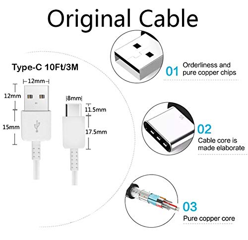 Authentic Short 8inch USB Type-C Cable for Oppo Reno2 Also Fast Quick Charges Plus Data Transfer! (White)
