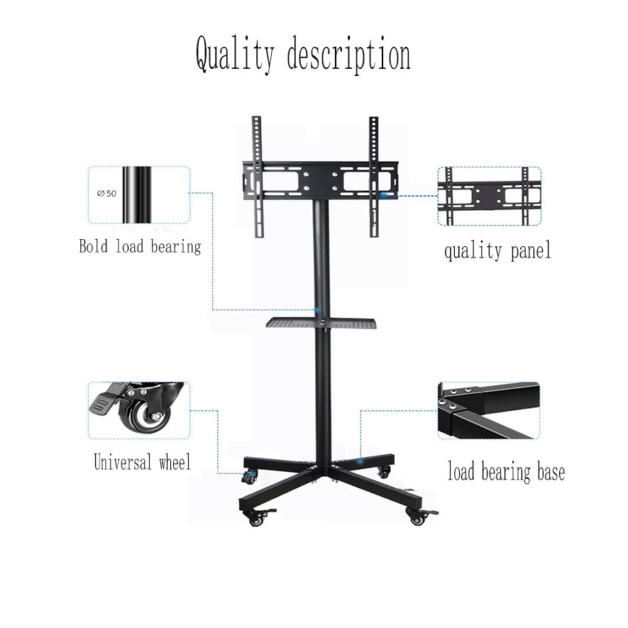 Mobile TV Stand on Wheels for 23-60" LCD LED Flat/Curved Panel Screen TVs, Adjustable Shelves Reclining TV Cart Max VESA 400x400 Portable TV Stand with Tray Rolling Floor TV Stand