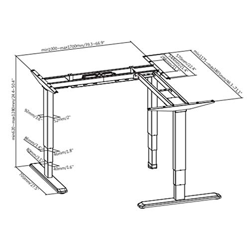 VIVO Electric Motor Sit Standing Height Adjustable Corner 3 Leg Desk Frame, Frame Only, Sit Stand Ergonomic L Frame, DESK-V133E