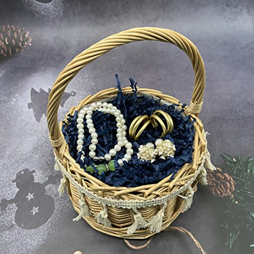 Cutcatwing 4 OZ Navy Blue Crinkle Cut Paper Shred Filler Easter Grass Shredded Raffia Tissue Craft Bedding Cushion Recycled for Small Bag Packing and Filling Gift Baskets Decor