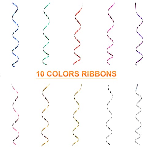 Zonon 31.5 Inch x 100 Ft Cellophane Wrap Roll Cellophane Bag Cellophane Basket Wrap with 10 Rolls Colorful Curling Ribbon Metallic Curling Balloon Ribbon for Flowers Baskets Handicraft Crafts (Clear)