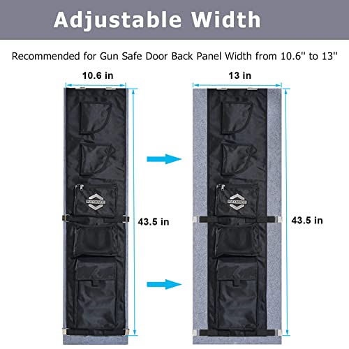 RAYMACE Gun Safe Door Panel Organizer 10.6W*43.5H,Adjustable Width to 13 Inch, Pistols and Documents Storage Solution