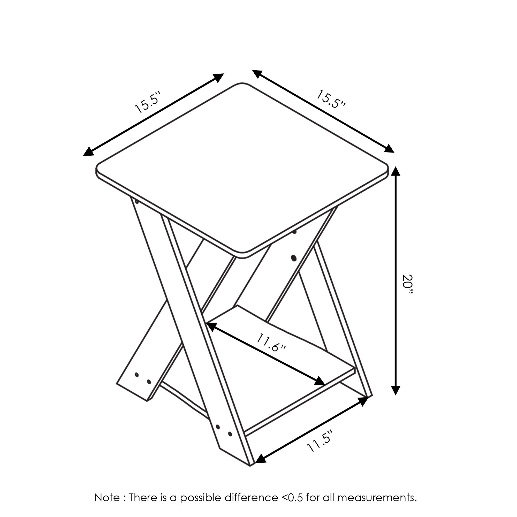 FURINNO Modern Simplistic Criss-Crossed End Table, French Oak Grey