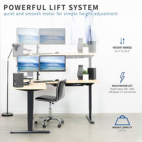VIVO Electric Motor Sit Standing Height Adjustable Corner 3 Leg Desk Frame, Frame Only, Sit Stand Ergonomic L Frame, DESK-V133E