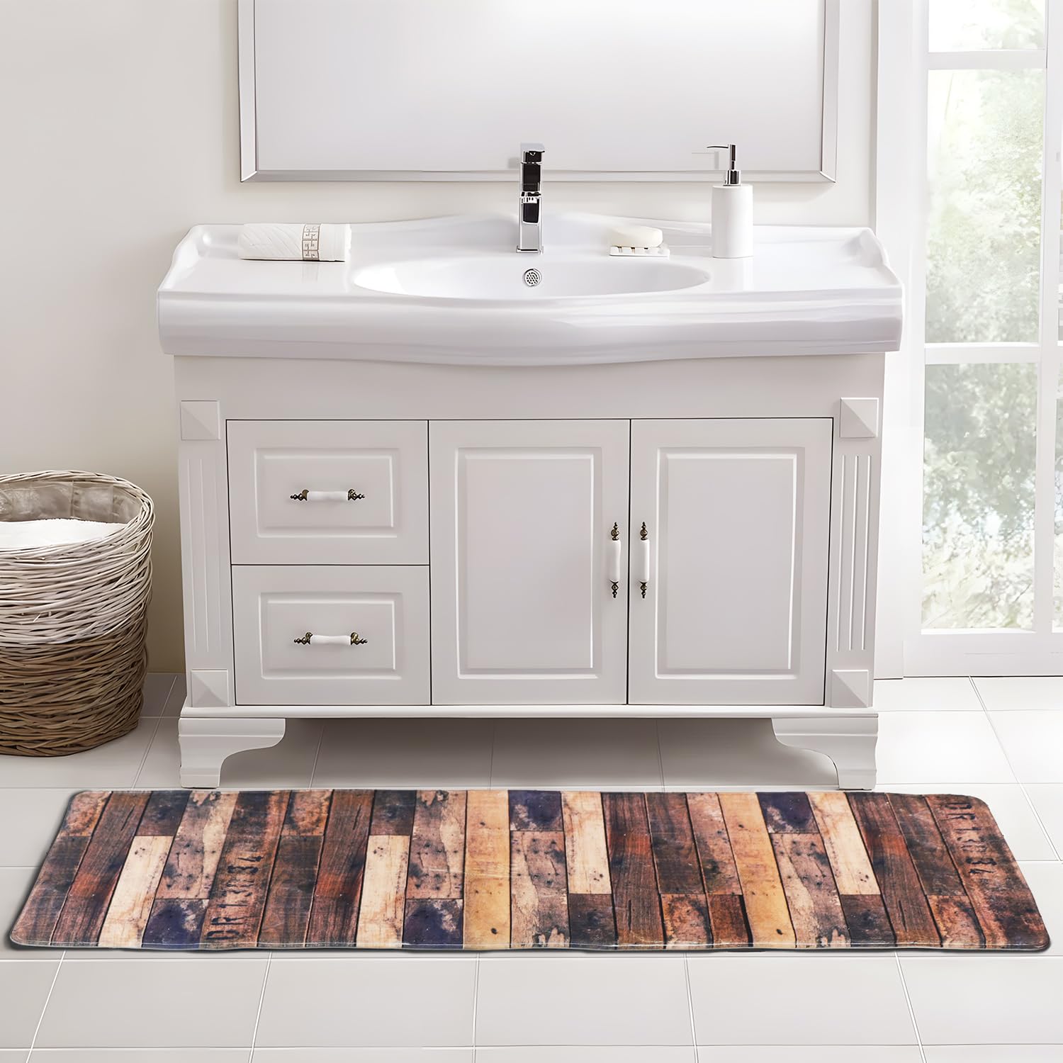 Bathroom Rugs Soft Non Slip Absorbent Memory Foam Bath Mat Extra Large Size Runner Long Rug for Bath Room Shower Tub Floors Mats 24 inches X 71 inches
