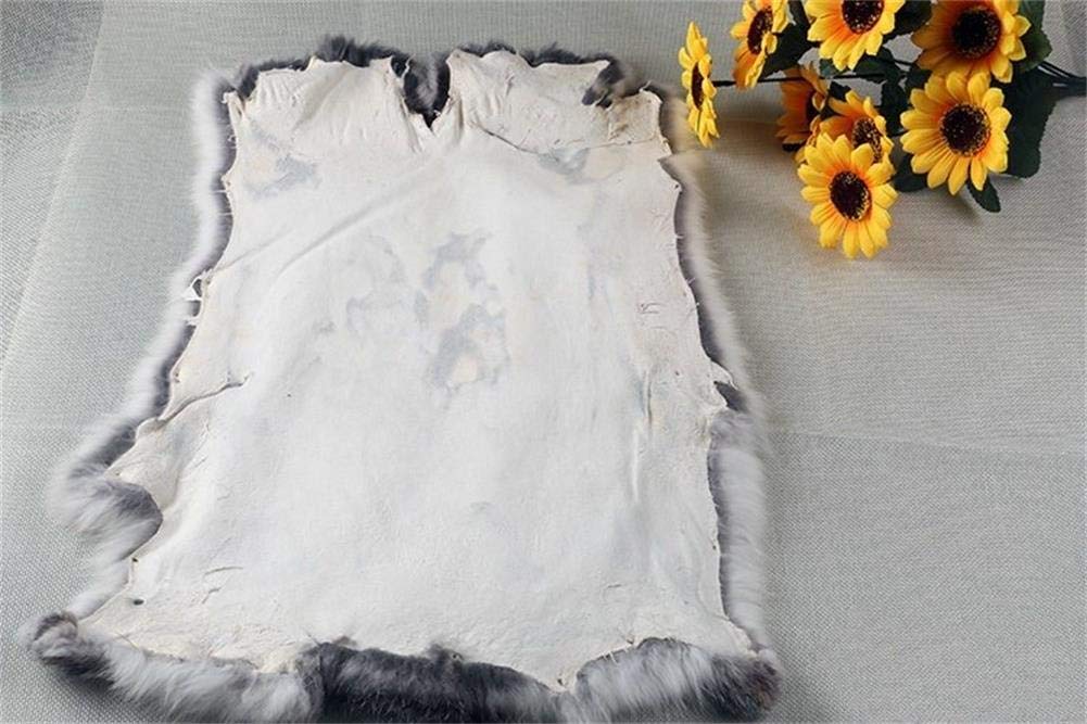 2Pack Real Natural Rabbit Fur Craft Grade Rabbit Pelts Sewing Quality Leather Rug Blanket (Cyan Gray)