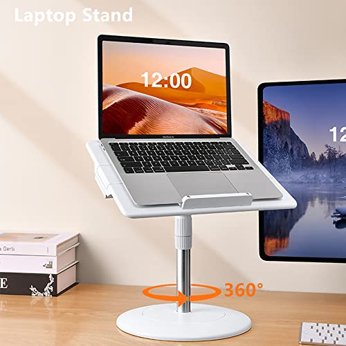 SOARCHICK 360° Rotating Laptop Tablet Book Holder Stand for Reading Upright Book Holder with Page Clips for Cookbook Sheet Music Angle Height Adjustable Lap Desk Hands Free for Office Kitchen School
