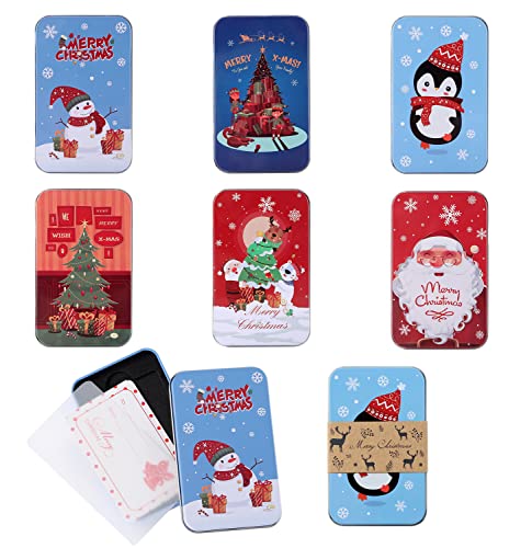 MASSTAR Gift Card Holder Small Gift Tin Boxes for Christmas Geeting FOR Cards,Money,Keys.Gift Card Box with Kraft Paper Hoop Good For Christmas Stocking Stuffers.6 pack set（4.33 ×2.6 * 0.6 in.
