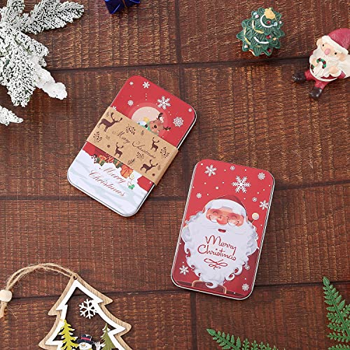 MASSTAR Gift Card Holder Small Gift Tin Boxes for Christmas Geeting FOR Cards,Money,Keys.Gift Card Box with Kraft Paper Hoop Good For Christmas Stocking Stuffers.6 pack set(4.33 ×2.6 * 0.6 in.