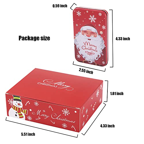 MASSTAR Gift Card Holder Small Gift Tin Boxes for Christmas Geeting FOR Cards,Money,Keys.Gift Card Box with Kraft Paper Hoop Good For Christmas Stocking Stuffers.6 pack set(4.33 ×2.6 * 0.6 in.