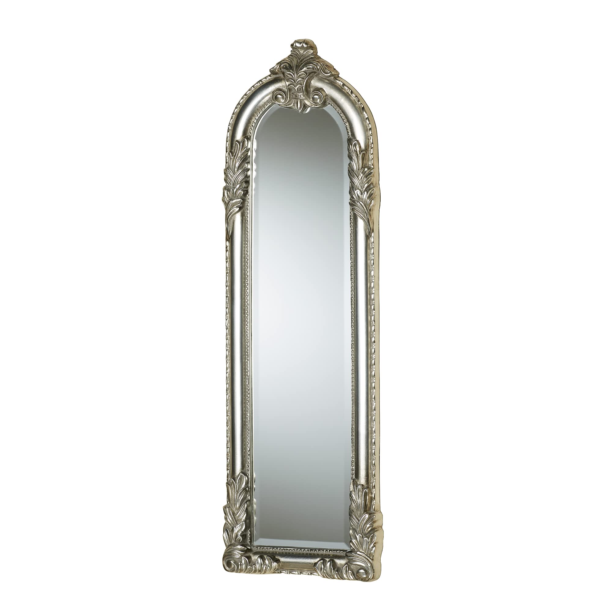 Touch of Class Royal Acanthus Panel Wall Mirror - Resin - Antique Silver - Beveled Glass - Victorian Style Accent Mirrors for Bedroom, Living Room, Dining Room, Hallway, Entryway, Foyer, Office
