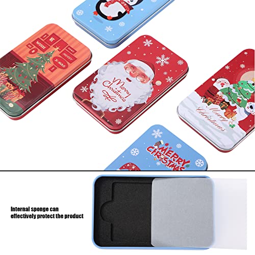 MASSTAR Gift Card Holder Small Gift Tin Boxes for Christmas Geeting FOR Cards,Money,Keys.Gift Card Box with Kraft Paper Hoop Good For Christmas Stocking Stuffers.6 pack set(4.33 ×2.6 * 0.6 in.