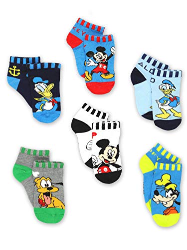 Mickey Mouse Pluto Goofy Donald Duck Toddler 6 Pack Quarter Socks Set (Shoe: 7-10 (Sock: 4-6), Mickey Pluto Goofy 6 Pk)
