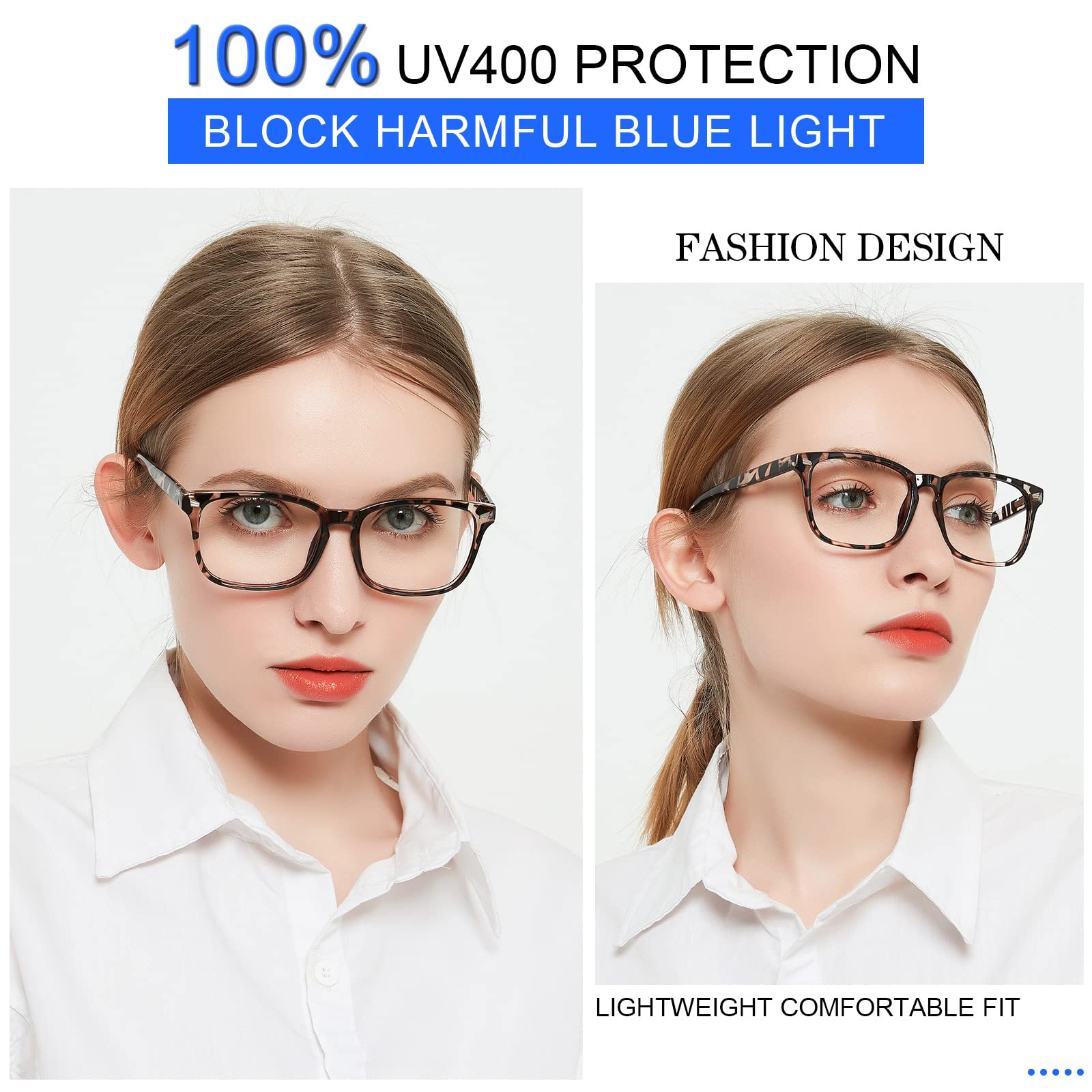 MARE AZZURO Blue Light Blocking Reading Glasses Women Computer Readers 0 1.00 1.25 1.50 1.75 2.00 2.25 2.50 2.75 3.00 3.50 4.00 5.00 6.00 (Leopard, 2.0)