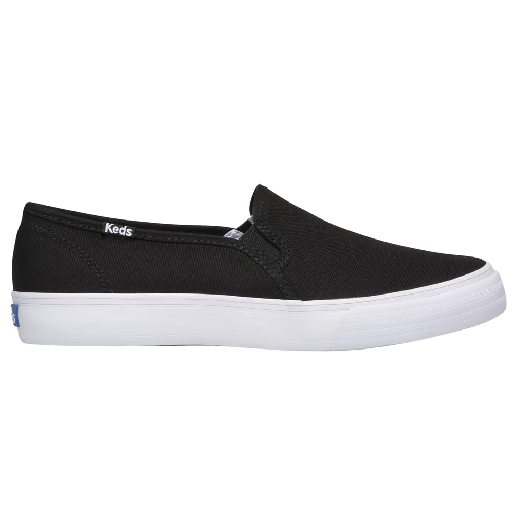 Keds Double Decker Slip on, Sneaker Womens, Black Canvas, 8 Medium
