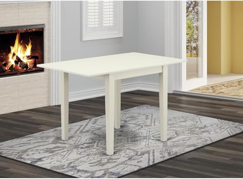 East West Furniture NDT-LWH-T Norden Mid-Century Modern Dining Table - a Rectangle Dining Table Top with Dropleaf & Stylish Legs, 30x48 Inch, Linen White