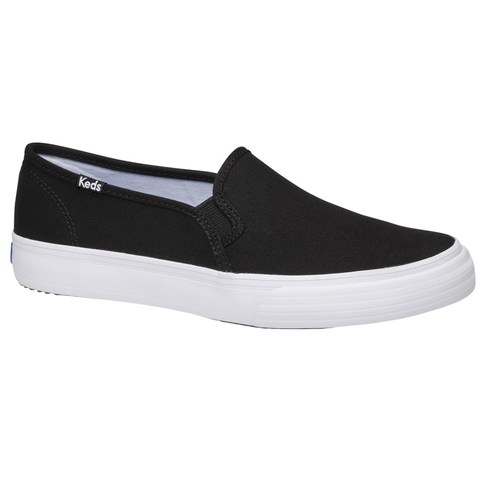 Keds Double Decker Slip on, Sneaker Womens, Black Canvas, 8 Medium