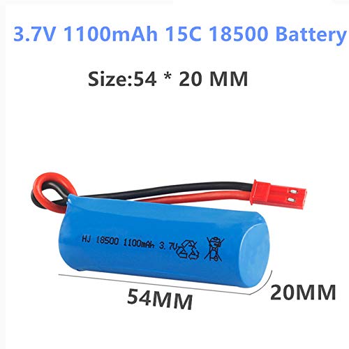 3.7V 1100mAh 15C Li-ion Battery for FT008 RC Boat 3.7V 18500 Batteries for Toy Battery JST Plug 2 Pack with USB Charger