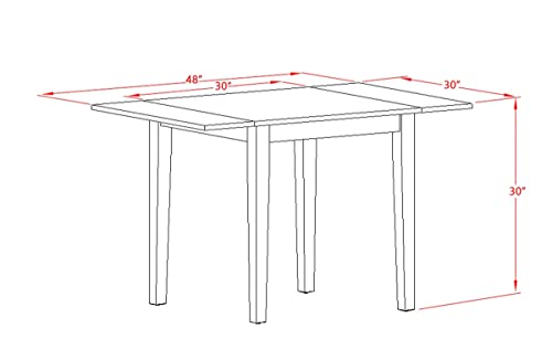 East West Furniture NDT-LWH-T Norden Mid-Century Modern Dining Table - a Rectangle Dining Table Top with Dropleaf & Stylish Legs, 30x48 Inch, Linen White