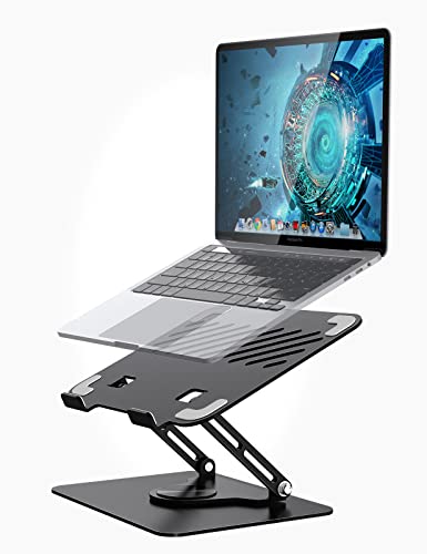 Vaydeer Adjustable Laptop Stand with 360° Free Rotation Base and Foldable Design Ergonomic Laptop Riser Fits for MacBook, Dell, HP and More 10-15.6” Laptops (Black)