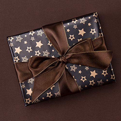 WRAPAHOLIC Wrapping Paper Roll - Black Gold Design for Birthday, Holiday, Baby Shower - 4 Rolls - 30 inch X 120 inch Per Roll