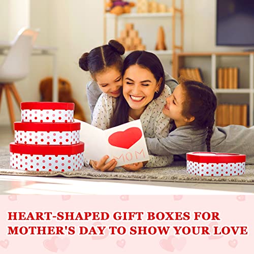 3 Pcs Valentine's Day Heart Shaped Boxes with Transparent Window Lid Dot Heart Flower Boxes Heart Box Floral Gift Box Goody Box Party Favors for Packaging Flowers Arrangement Strawberries, 3 Sizes
