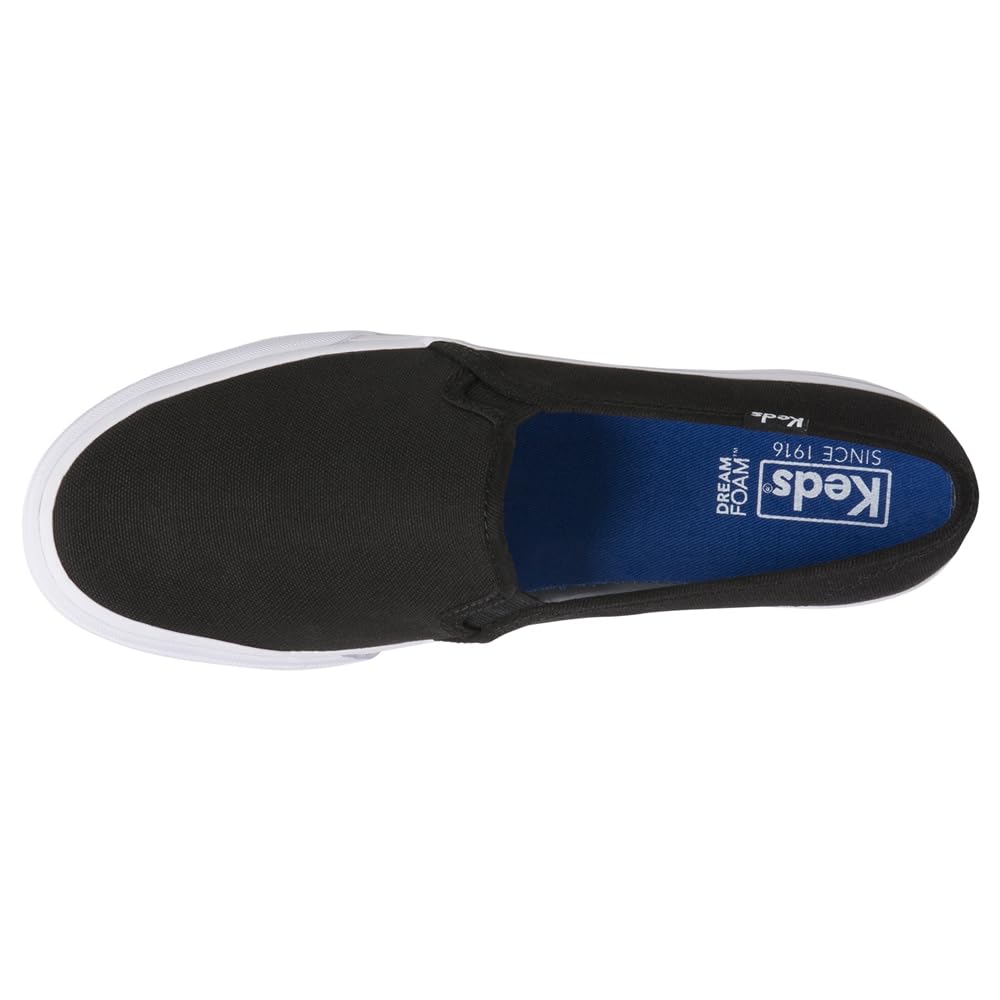 Keds Double Decker Slip on, Sneaker Womens, Black Canvas, 8 Medium