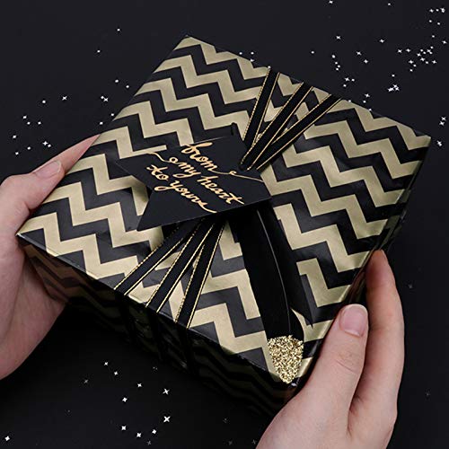 WRAPAHOLIC Wrapping Paper Roll - Black Gold Design for Birthday, Holiday, Baby Shower - 4 Rolls - 30 inch X 120 inch Per Roll