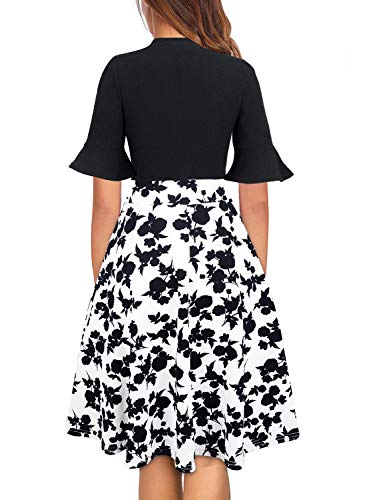 RANPHEE Wedding Guest Dresses for Women 2024 Retro Classy Elegant Stretchy Knee Length A Line Semi Formal Cocktail Dresses L