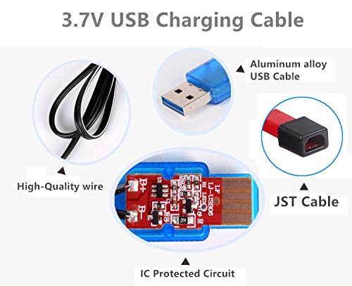 3.7V 1100mAh 15C Li-ion Battery for FT008 RC Boat 3.7V 18500 Batteries for Toy Battery JST Plug 2 Pack with USB Charger
