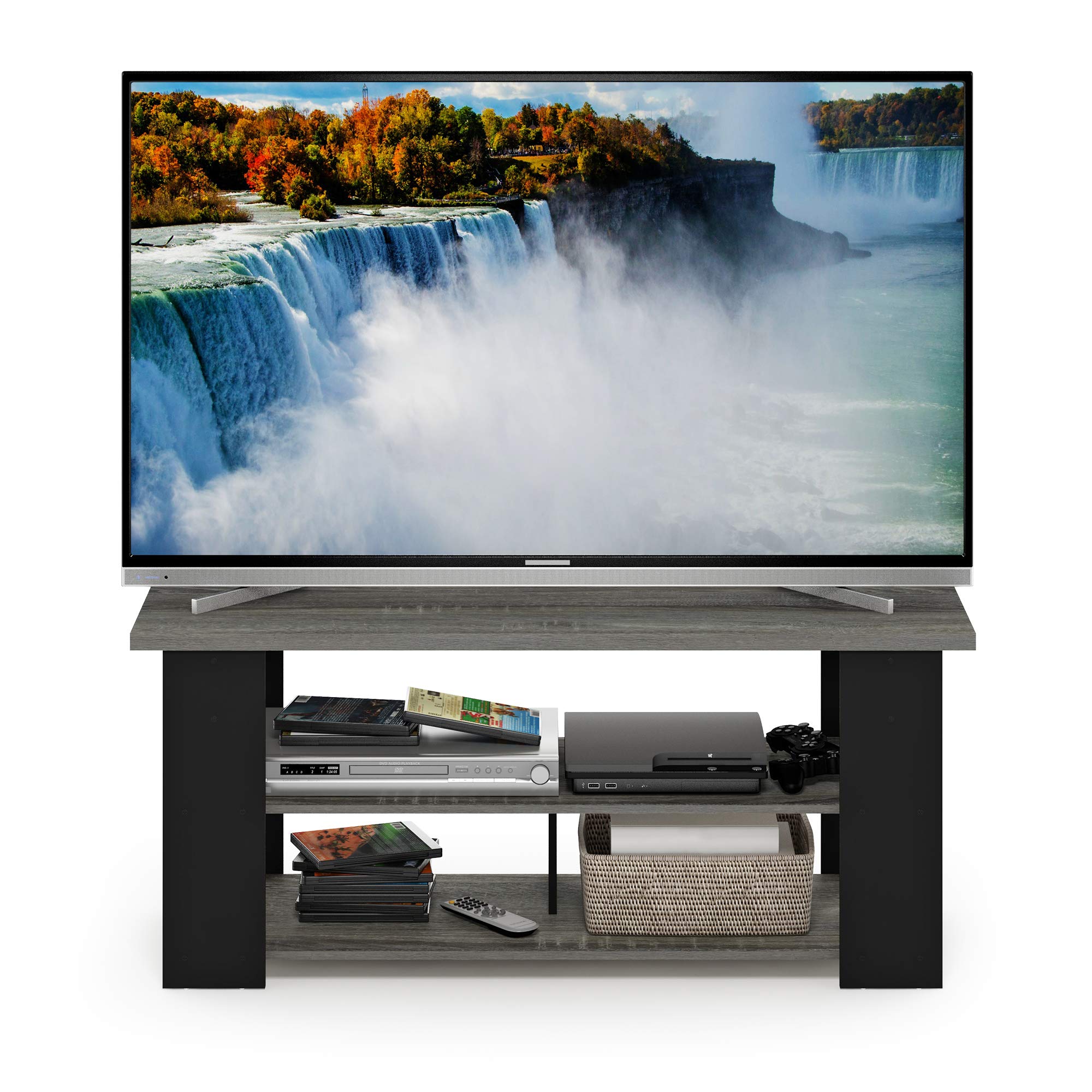 Furinno JAYA TV Stand, French Oak Grey/Black