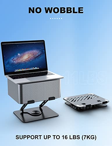 Vaydeer Adjustable Laptop Stand with 360° Free Rotation Base and Foldable Design Ergonomic Laptop Riser Fits for MacBook, Dell, HP and More 10-15.6” Laptops (Black)