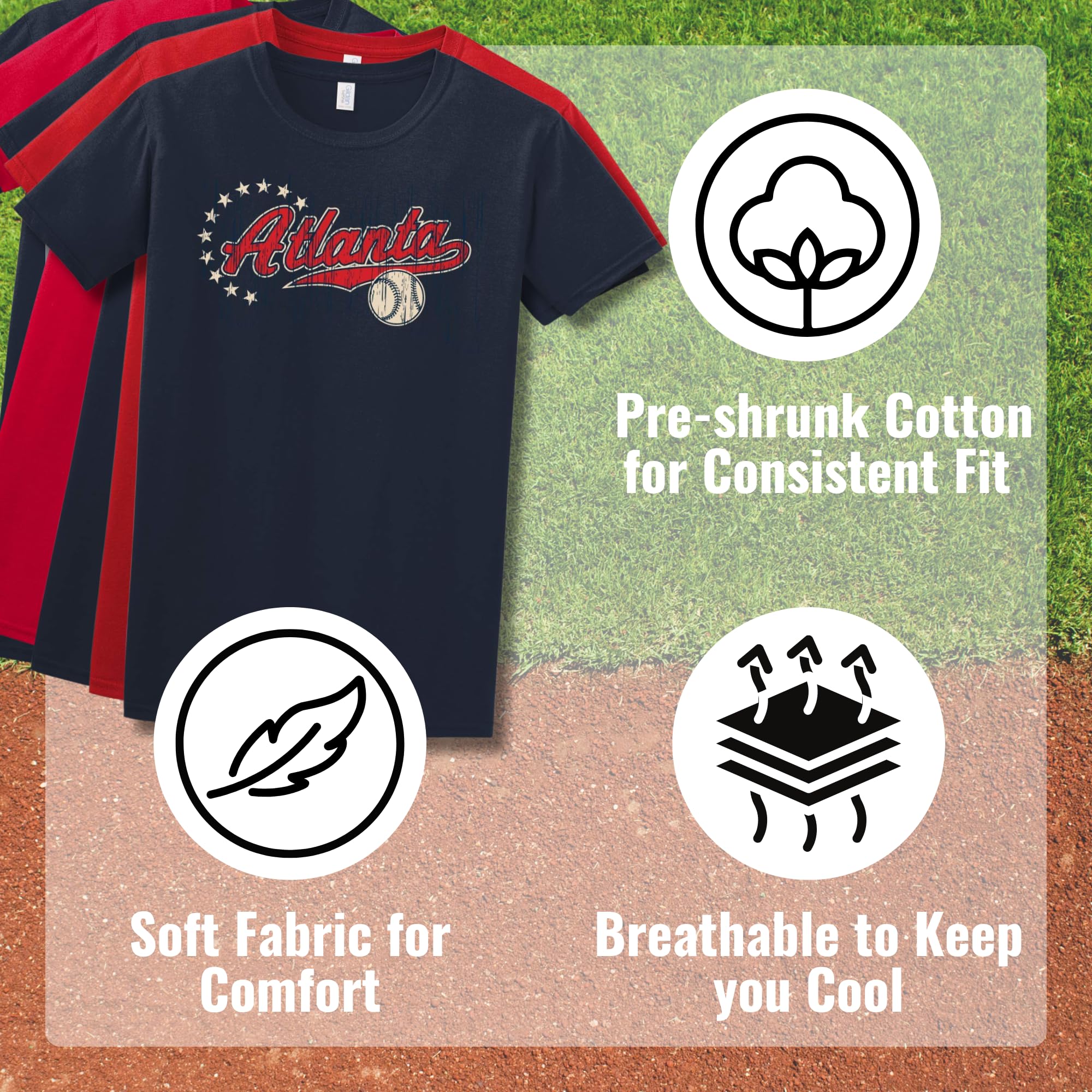 J2 Sport Atlanta Baseball T-Shirt β Men & Women Short Sleeve T Shirt Tee Tshirt