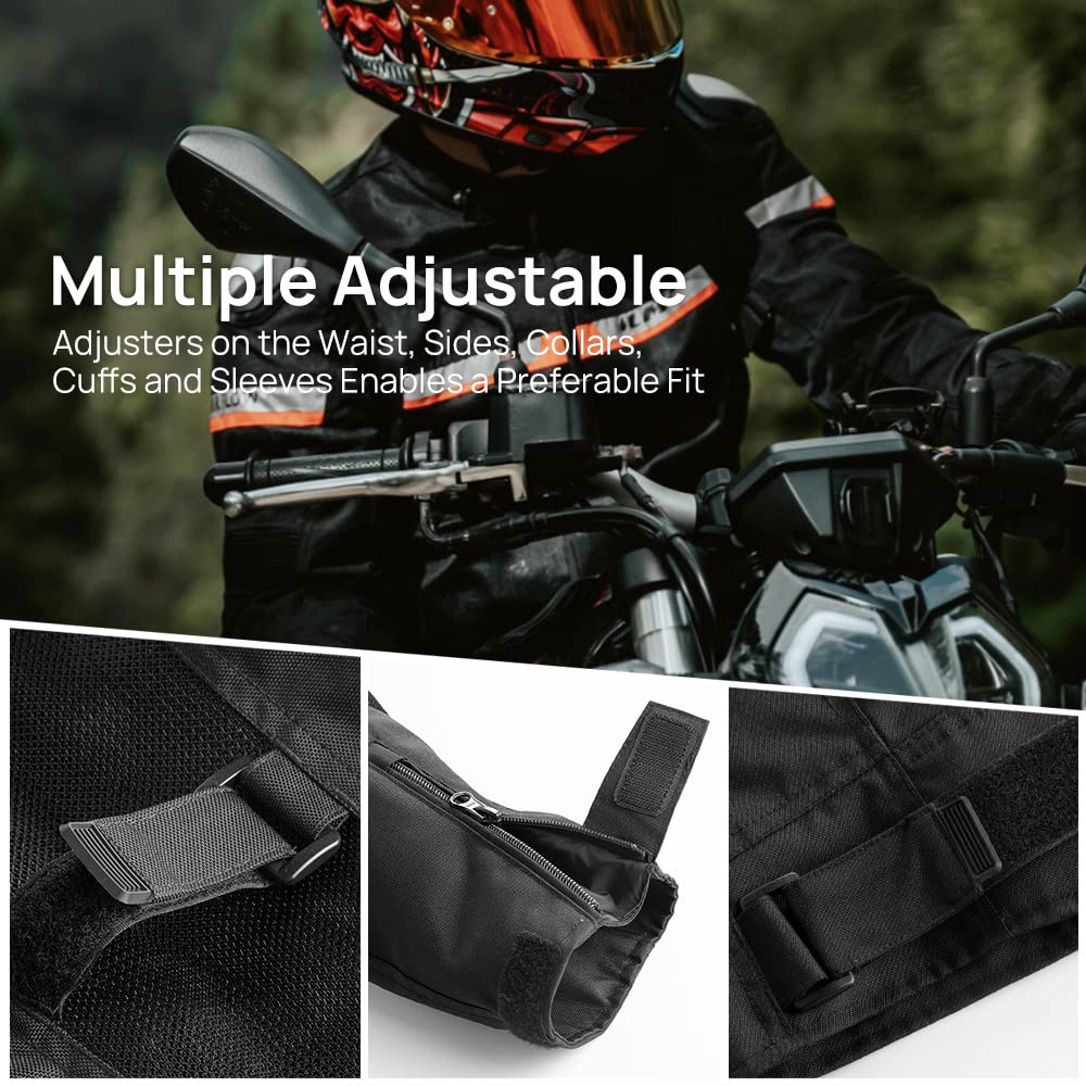 ILM Mesh Motorcycle Riding Jacket CE Armored Alloy Shoulder Pads Breathable for Men Women Model BJK01(Black, Large)