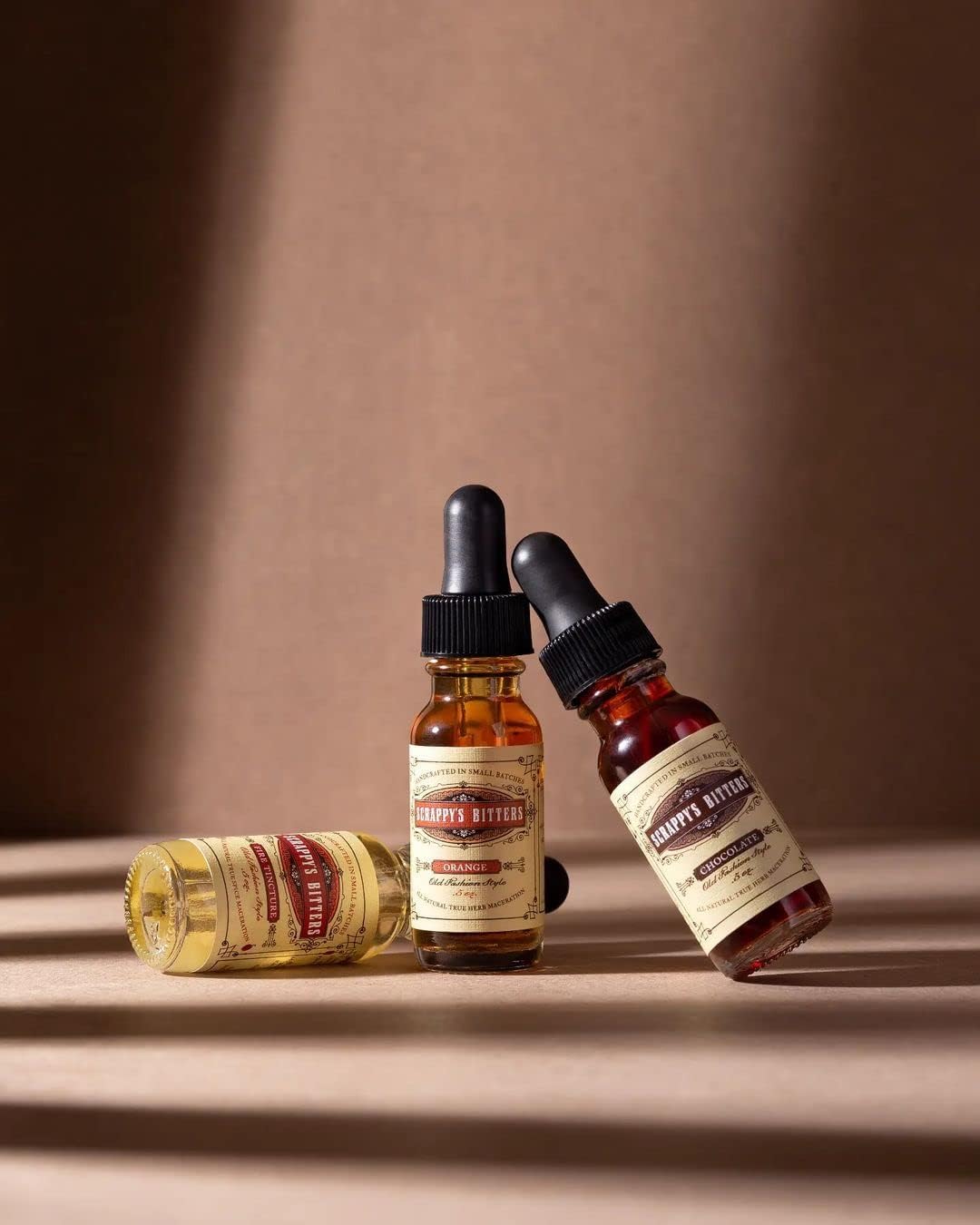 Scrappy's Bitters The Essentials Gift Set, 4 ct, 0.5 oz (Orange, Aromatic, Chocolate, and Firewater) - Organic Ingredients, Finest Herbs & Zests, No Extracts, Artificial Flavors, Chemicals or Dyes