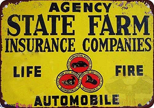 Retro Metal Tin Sign / New Aluminum Sign State Insurance Companies Vintage Look Sign Retro Home Club Bar Poster Wall Decoration 8x12 Inches