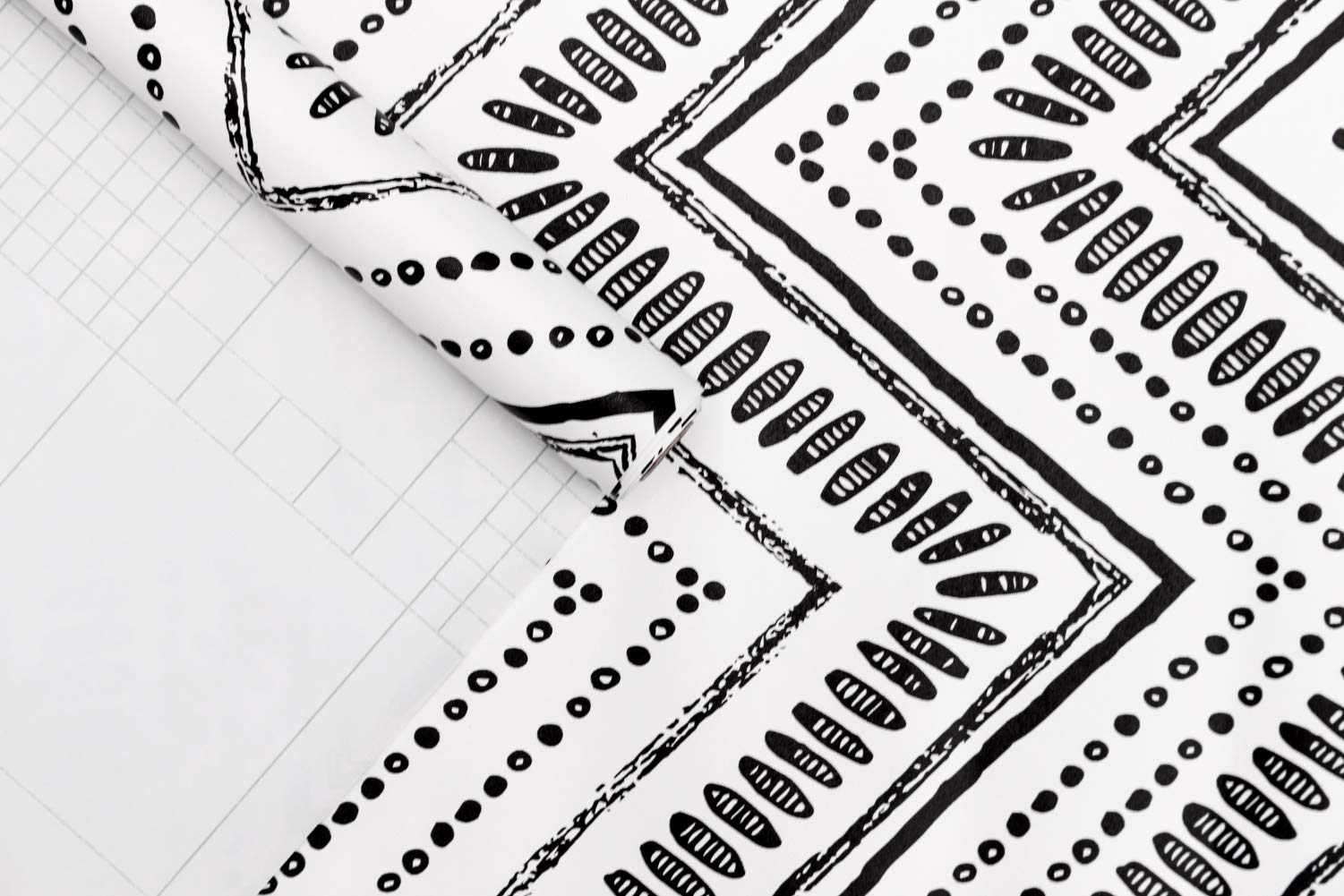 HAOKHOME Black and White Wallpaper Boho Geometric Self Adhesive Textured Wall Paper Modern for Bathroom Decor e 17.7in x 9.8ft